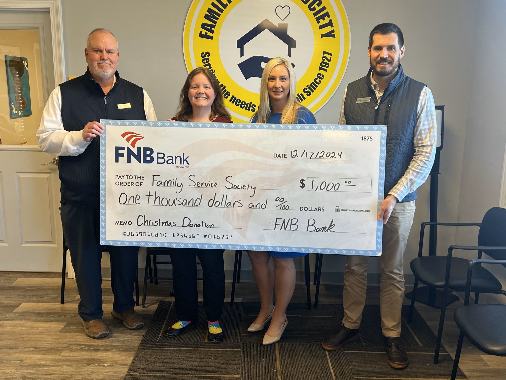 FNB Makes $1,000 Christmas Donation to Family Service Society in ...